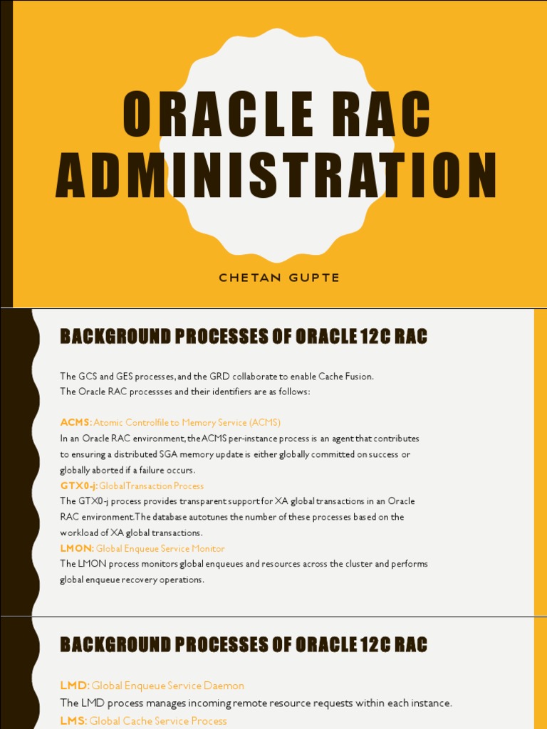Oracle RAC Administration | PDF | Oracle Database | Computer Cluster Oracle RAC Administration | PDF | Oracle Database | Computer Cluster