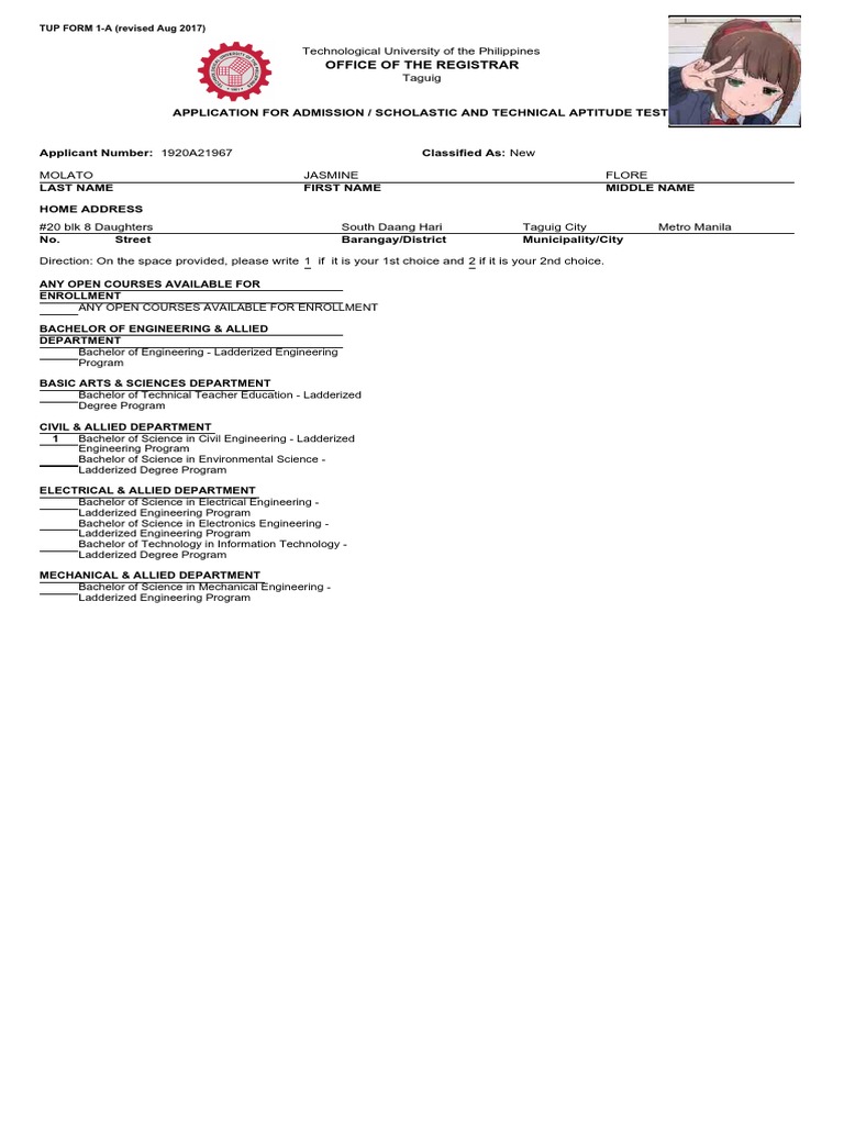 Application Form - New | PDF | Engineering | Bachelor's Degree
