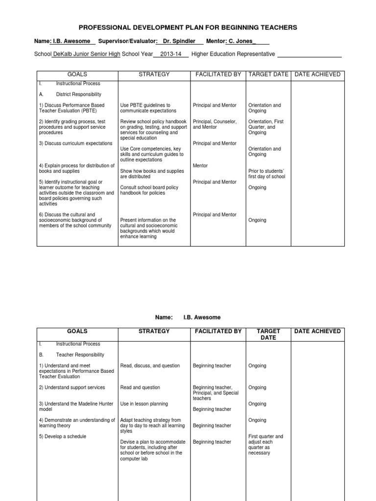 Example 4 - Professional Development Plan | PDF | Mentorship ...
