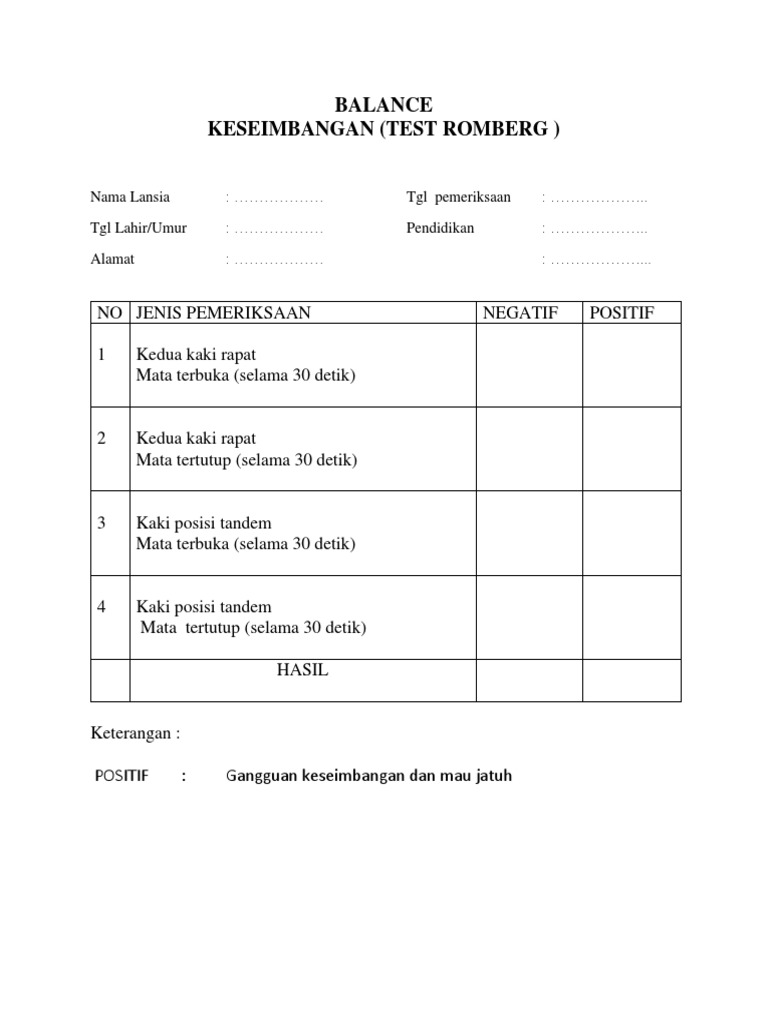 Balance (Tes Romberg) | PDF