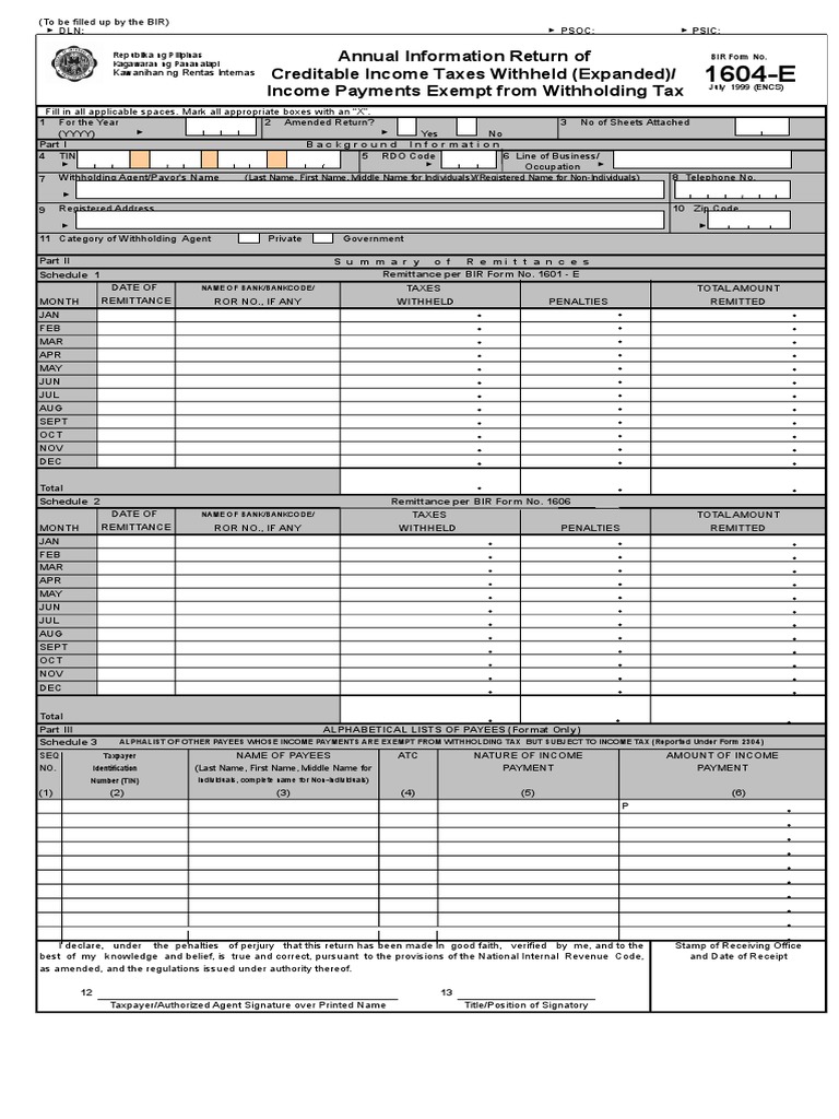 Annual Information Return of Creditable Income Taxes Withheld and ...
