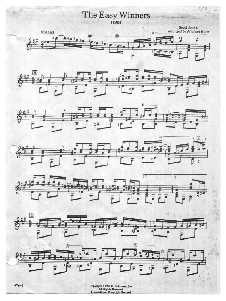 Scott Joplin - The Easy Winners | PDF