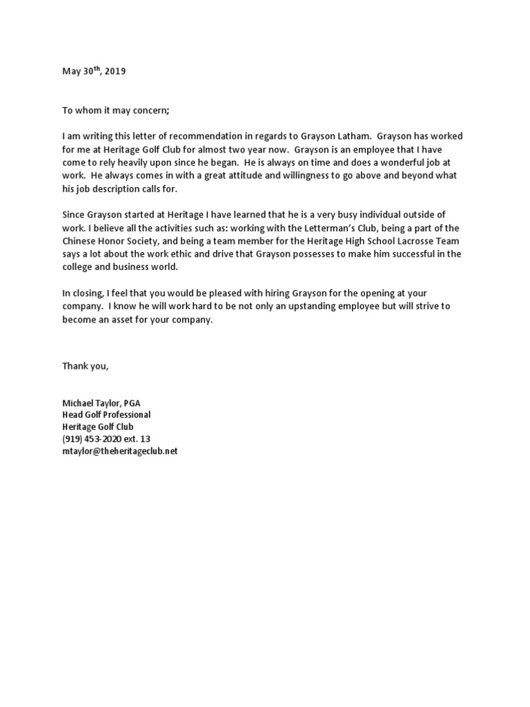 Grayson Letter | PDF