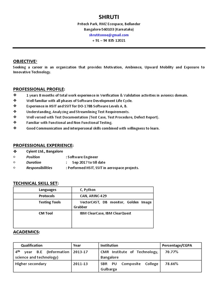 Shruti Resume | PDF | Databases | Software