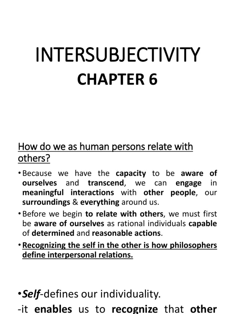 Chapter 6 Intersubjectivity | PDF | Emotions | Self