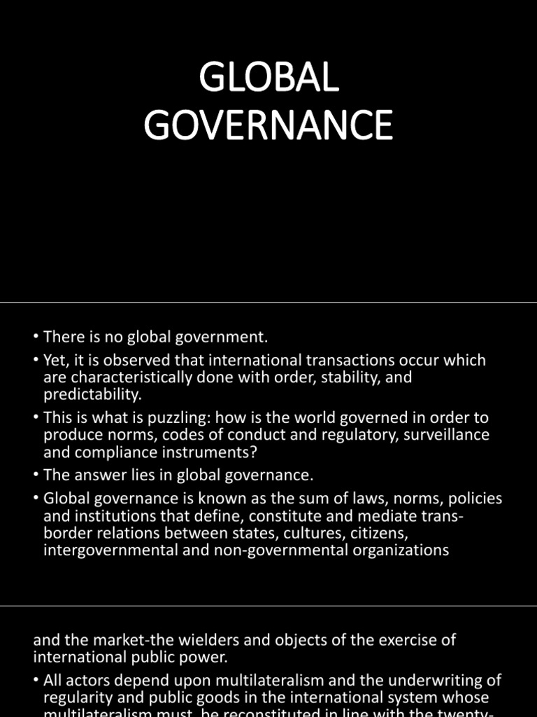 Understanding Global Governance Dynamics | PDF | Global Governance ...