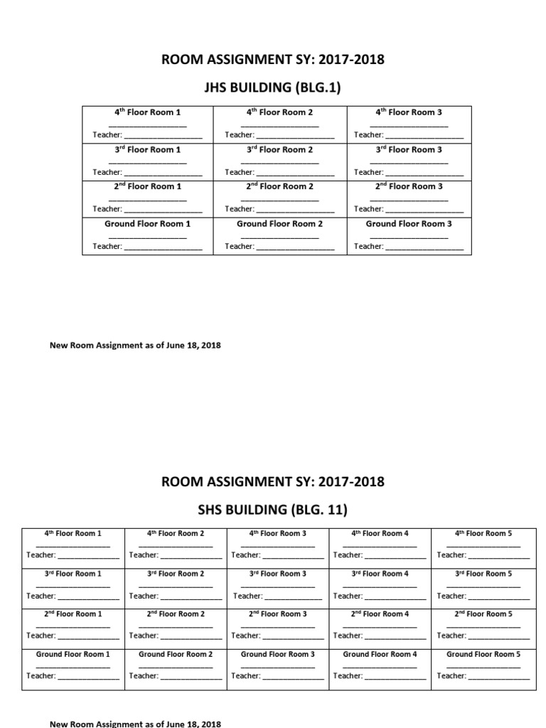 Room Assignments SY 2017-2018 | PDF | Career & Growth | Teaching ...