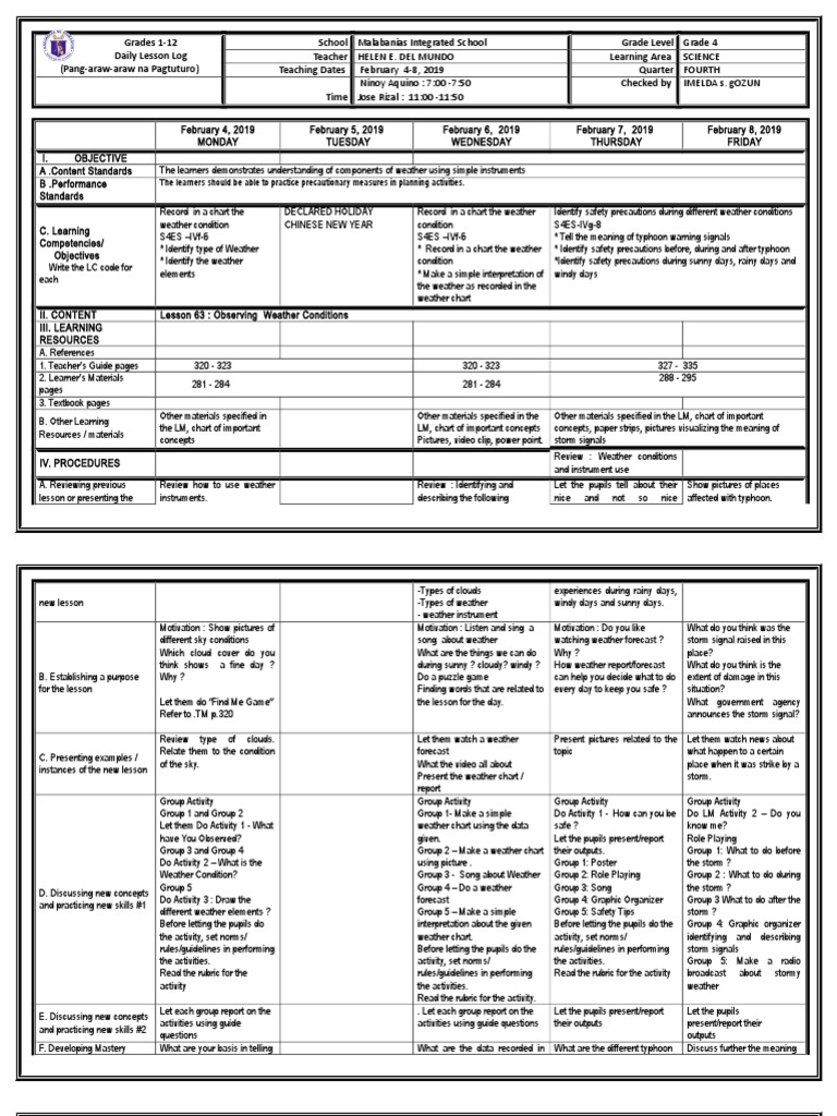 Weekly Format DLL | PDF | Weather | Sky