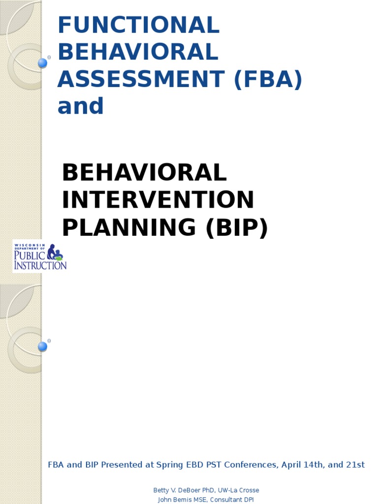 FBA and BIP: Strategies for Student Behavior | PDF | Individualized ...