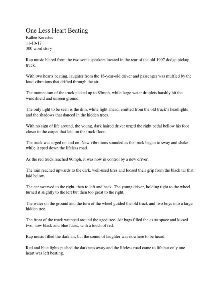 One Less Heart Beating: A 300-Word Tale | PDF | Art | Poetry