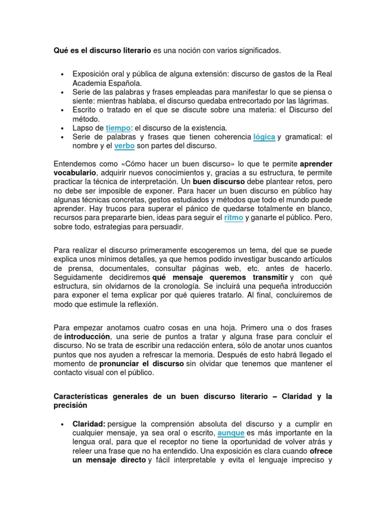 Qué Es El Discurso Literario | PDF | Discurso | Comunicación