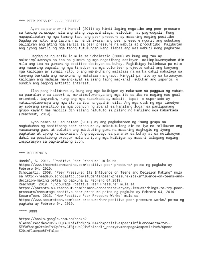 Peer Pressure (Positive) | PDF