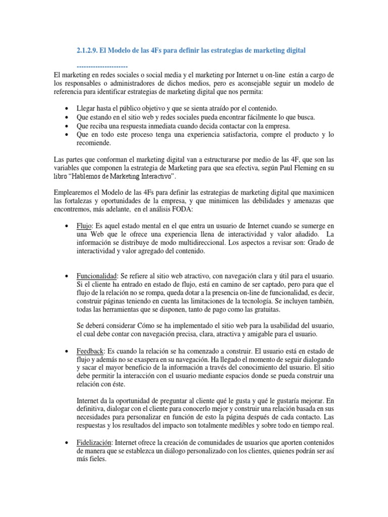 2.1.2.9. El Modelo de Las 4Fs para Definir Las Estrategias de Marketing ...