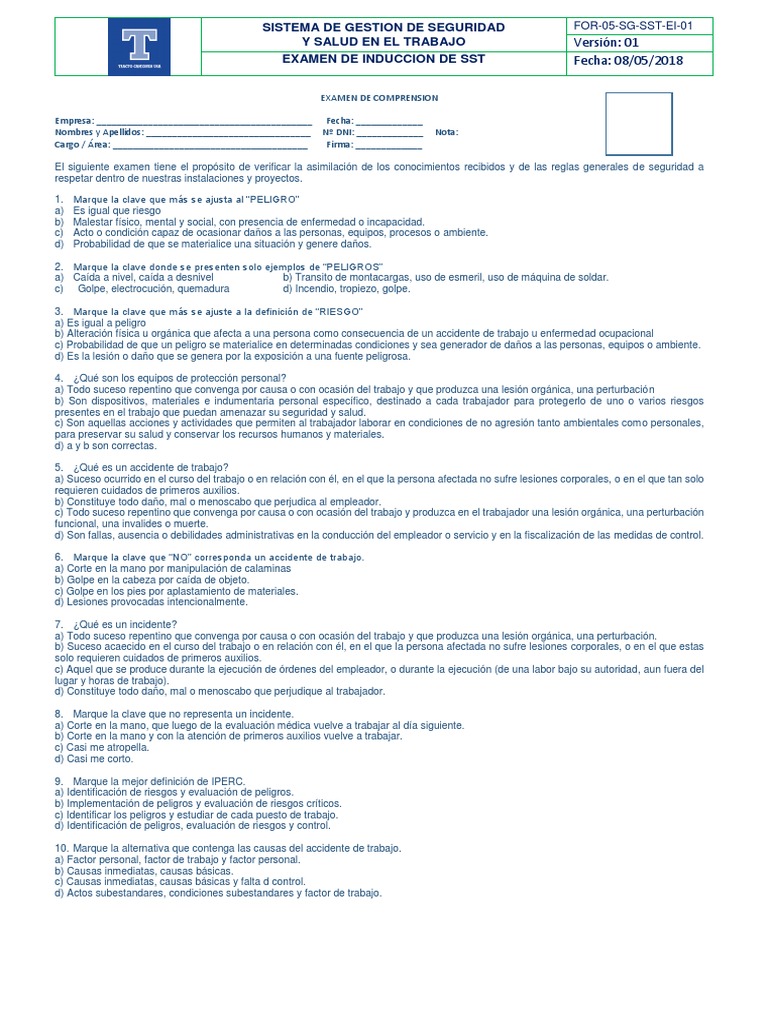 Gym Examen de Induccion de Ssoma | Descargar gratis PDF | Bienestar ... Gym Examen de Induccion de Ssoma | Descargar gratis PDF | Bienestar ...