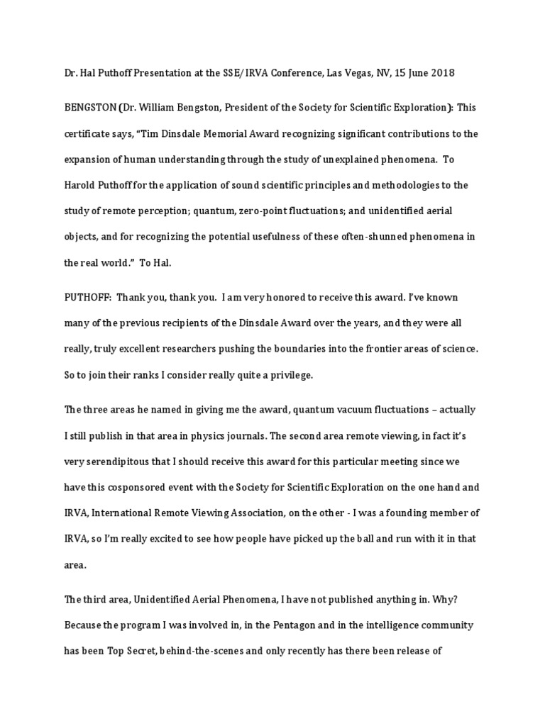 Hal Puthoff on UAP Research Advances | PDF | General Relativity | Physics