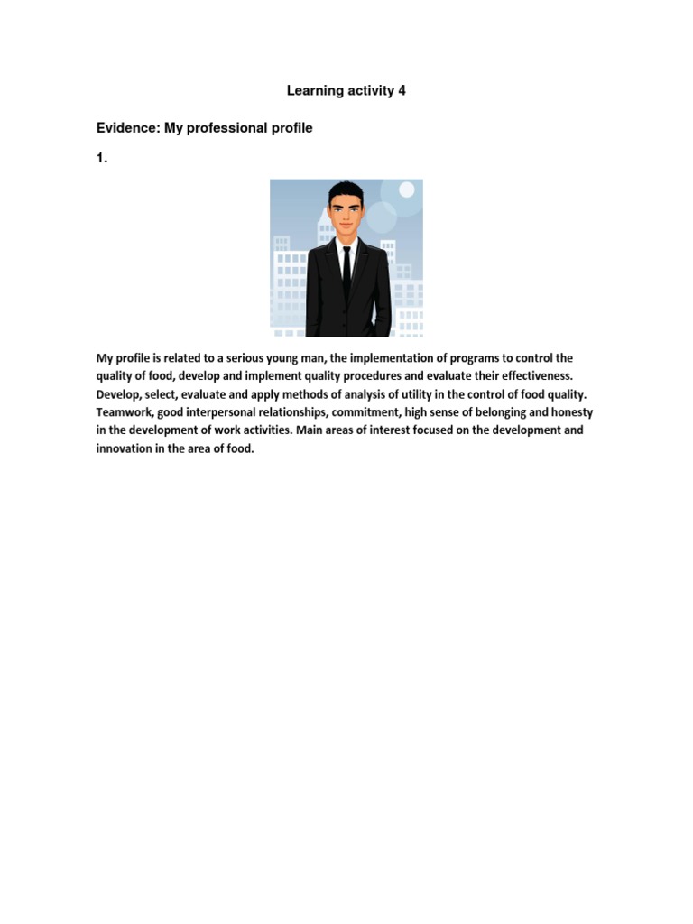 Learning Activity 4 Evidence: My Professional Profile 1 | PDF | Applied ...