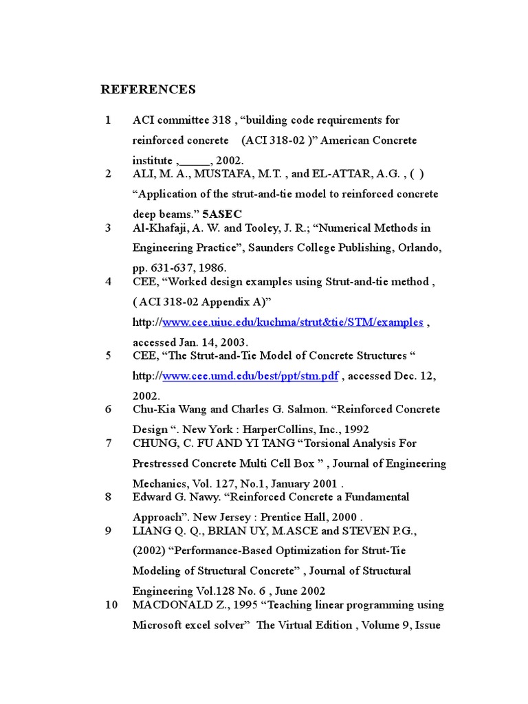 A Comprehensive List of References on Structural Concrete and the Strut ...