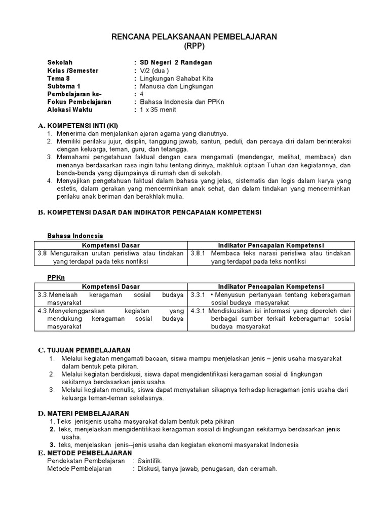 RPP Kelas 5 | PDF