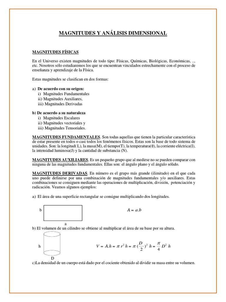 Magnitudes y Analisis Dimensional | PDF | Sistema Internacional de ...