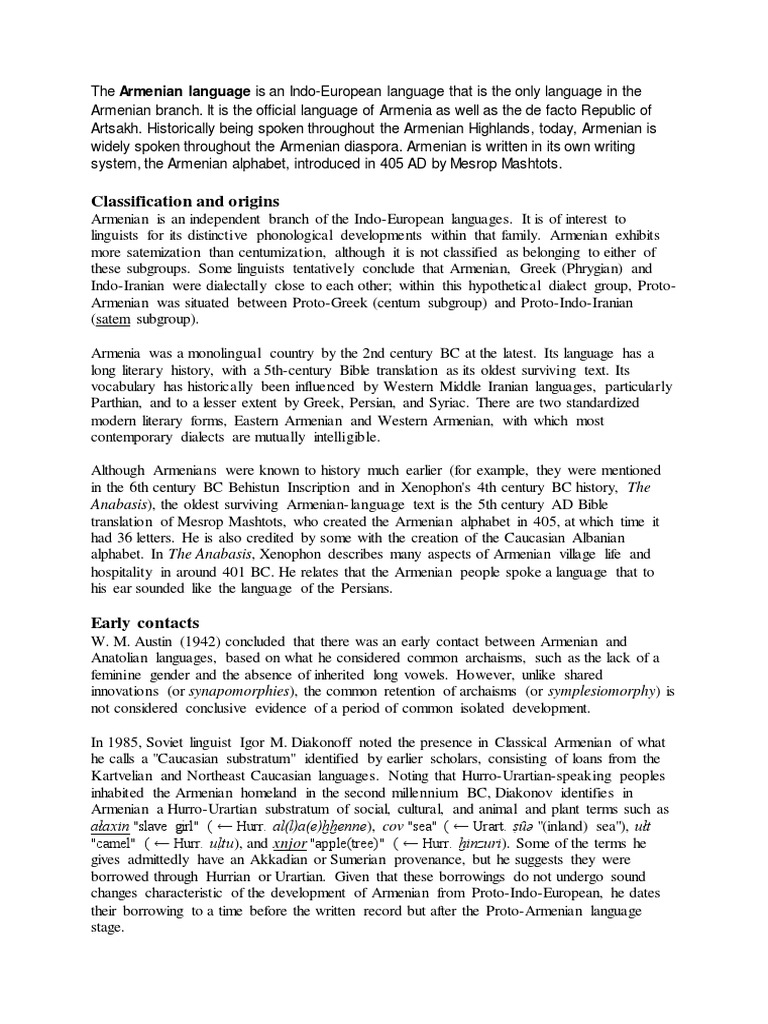 History of Armenian Language | PDF | Symbols | Human Communication