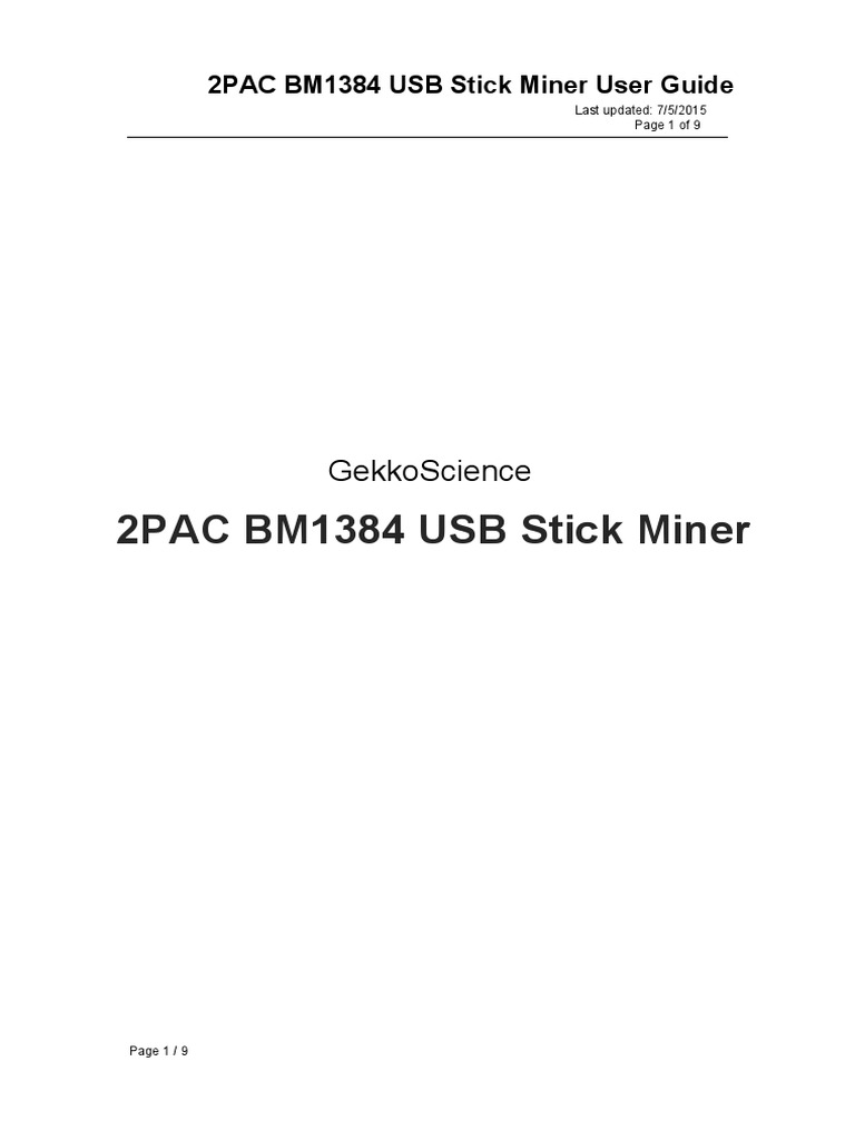 2PAC BM1384 USB Stick Miner User Guide | PDF | Sudo | Usb