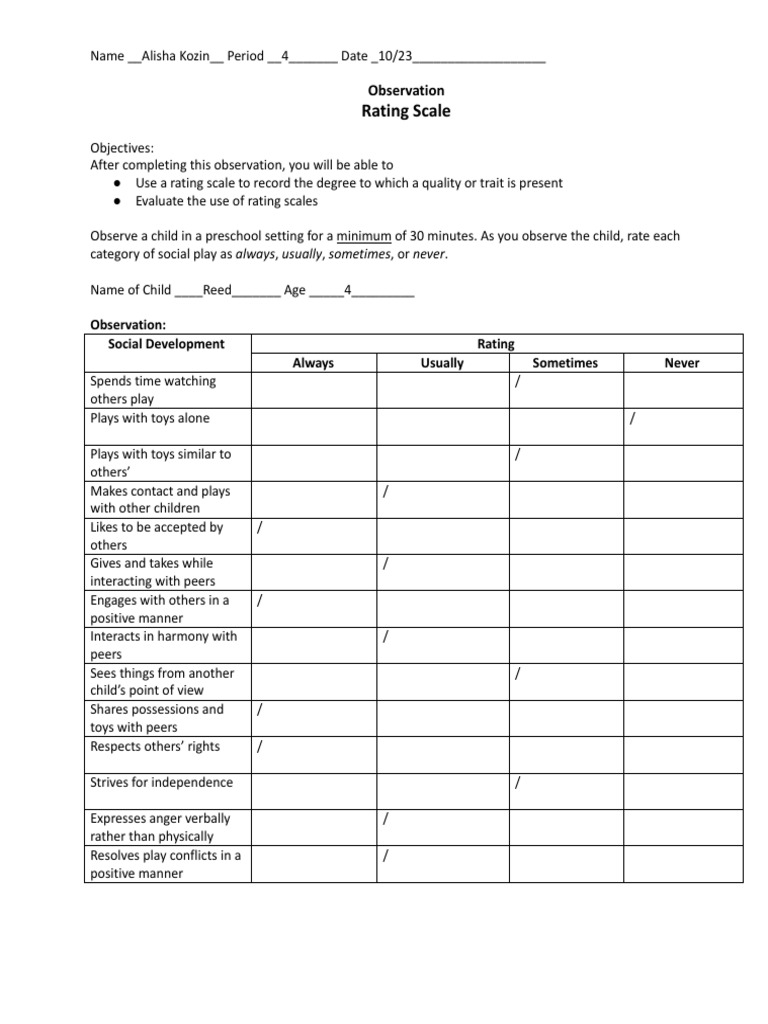 Observation Rating Scale | PDF