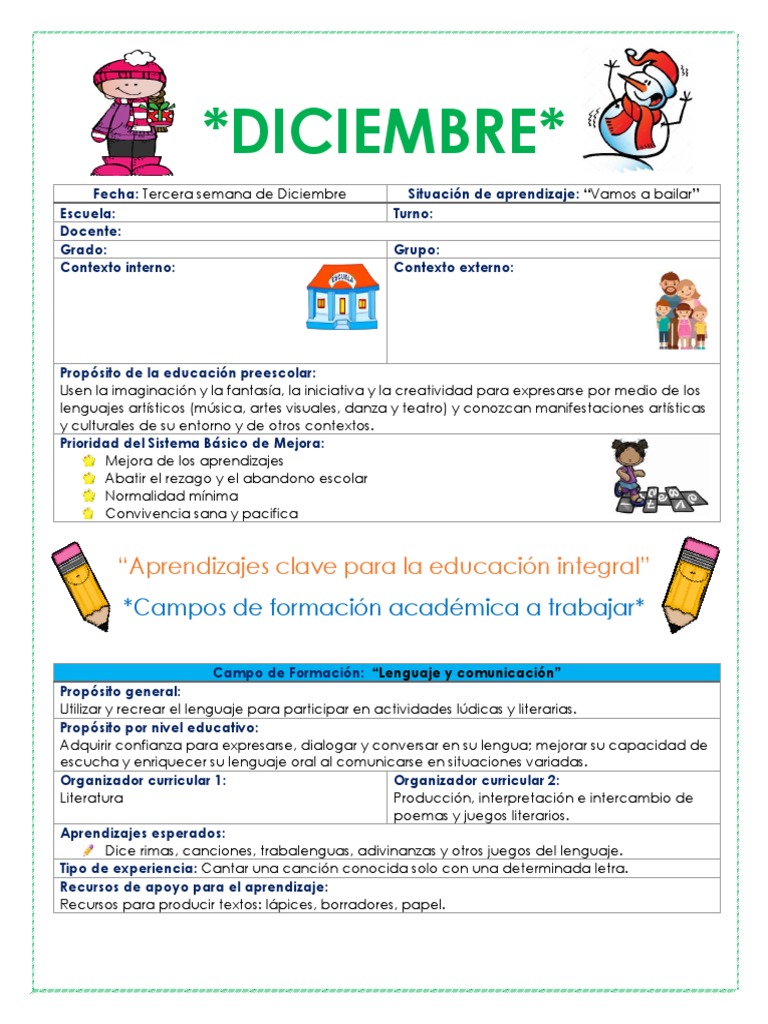 Tercera semana de Diciembre Planeacion Preescolar | Educación de la ...