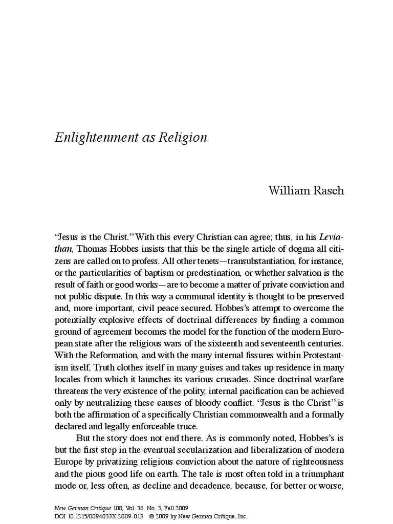 Enlightenment As Religion | PDF | World View | Jürgen Habermas