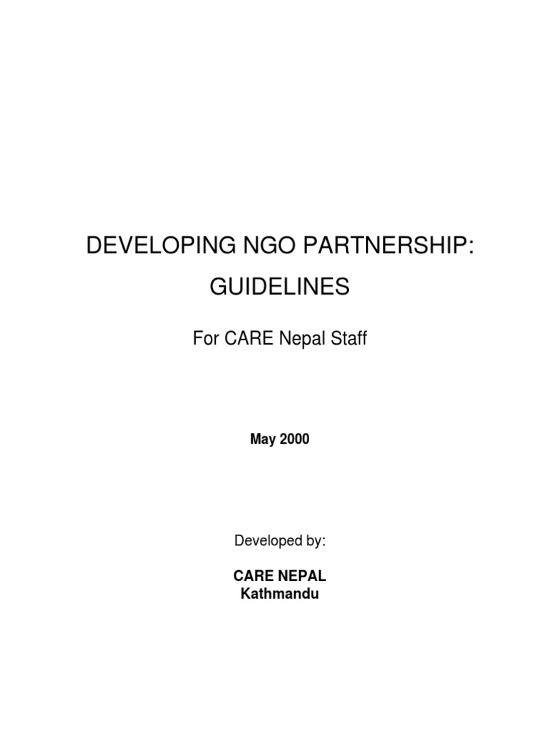 Developing NGO Partnerships Guidelines PDF | PDF | Non Governmental ...
