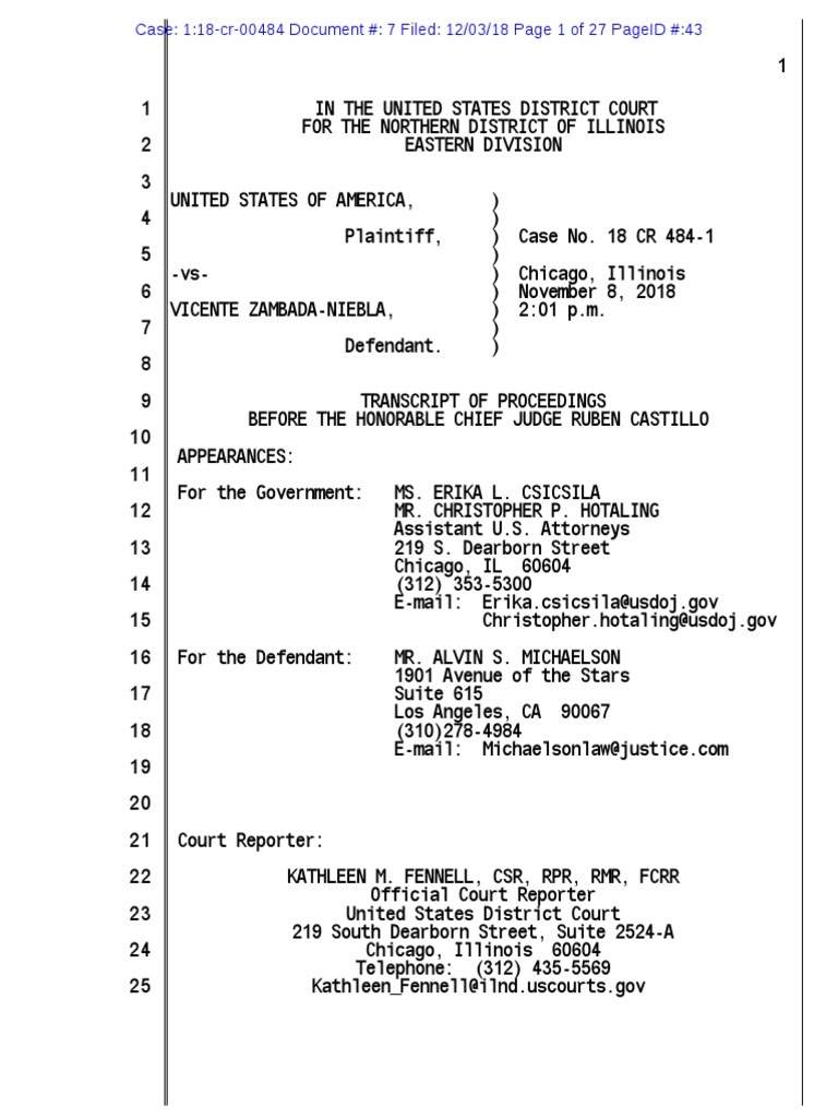 Vincente Zambada Intent To Enter Guilty Plea Full Transcript | PDF | Verdict | Plea
