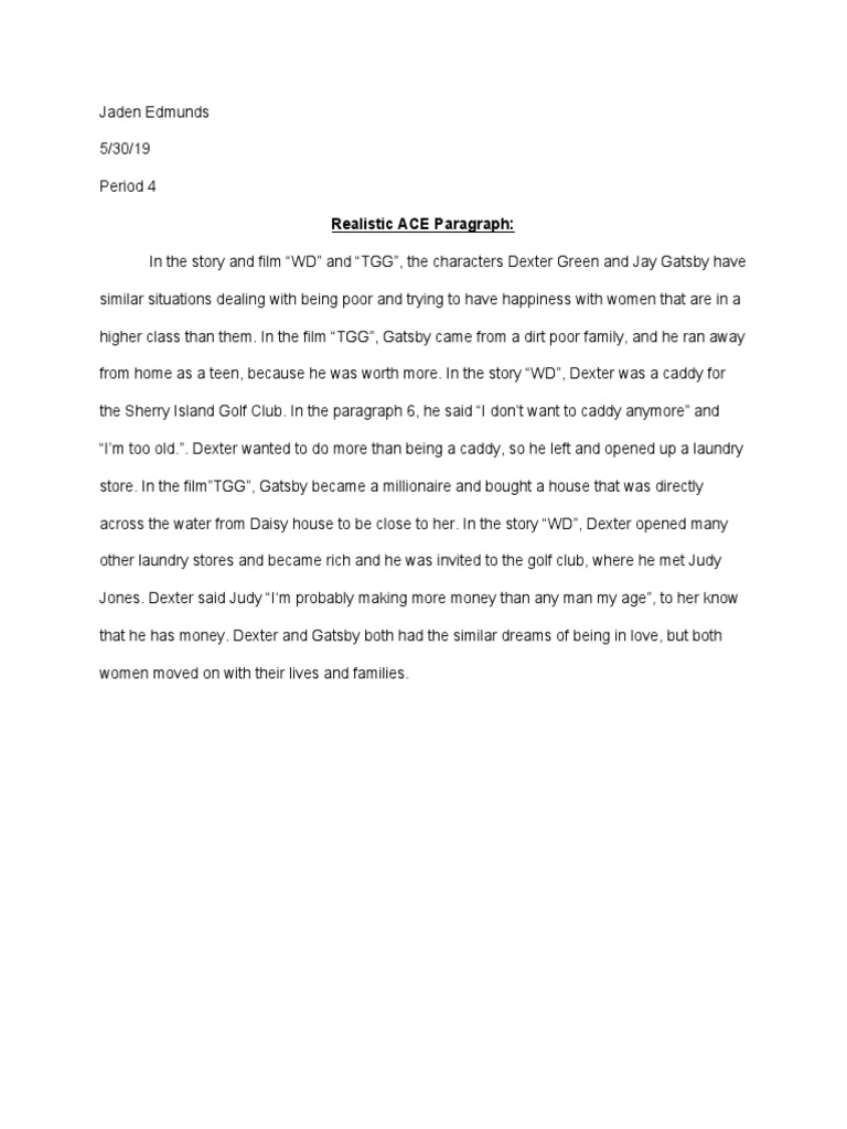 Realistic ACE Paragraph | PDF