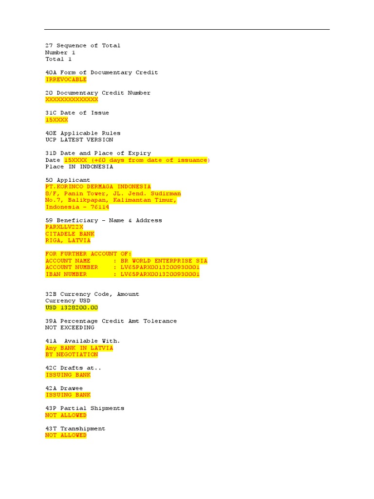 Draft LC Text | PDF | Invoice | Economies