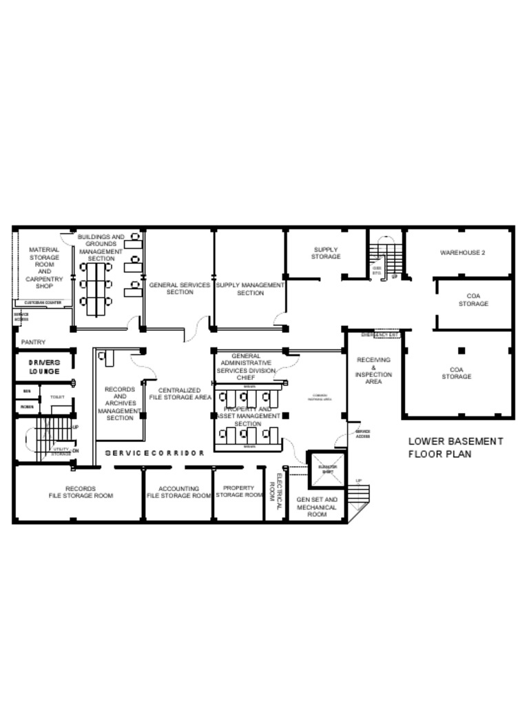 Lower Basement Floor Plan: Drivers Lounge | PDF | Buildings And ...