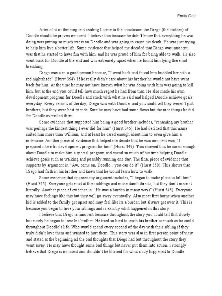 The Scarlet Ibis Essay | PDF | Sibling