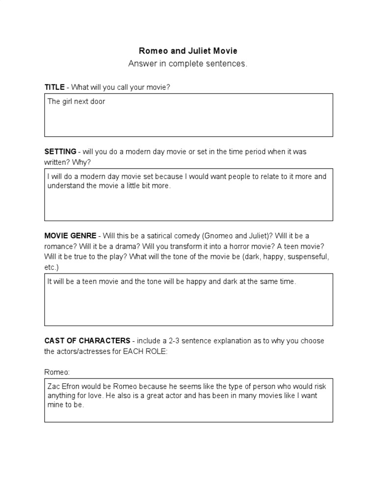 Emily Gott Student - Heritagehs - Cast Romeo and Juliet | PDF | Leisure