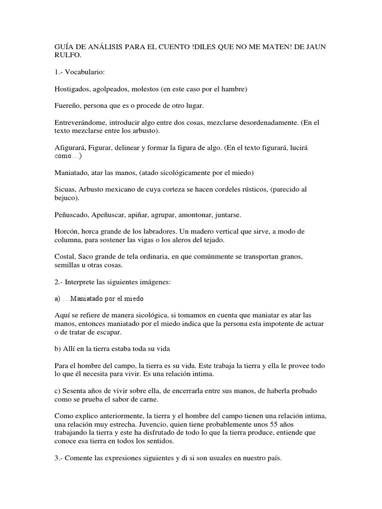 Guía de Análisis para El Cuento | PDF