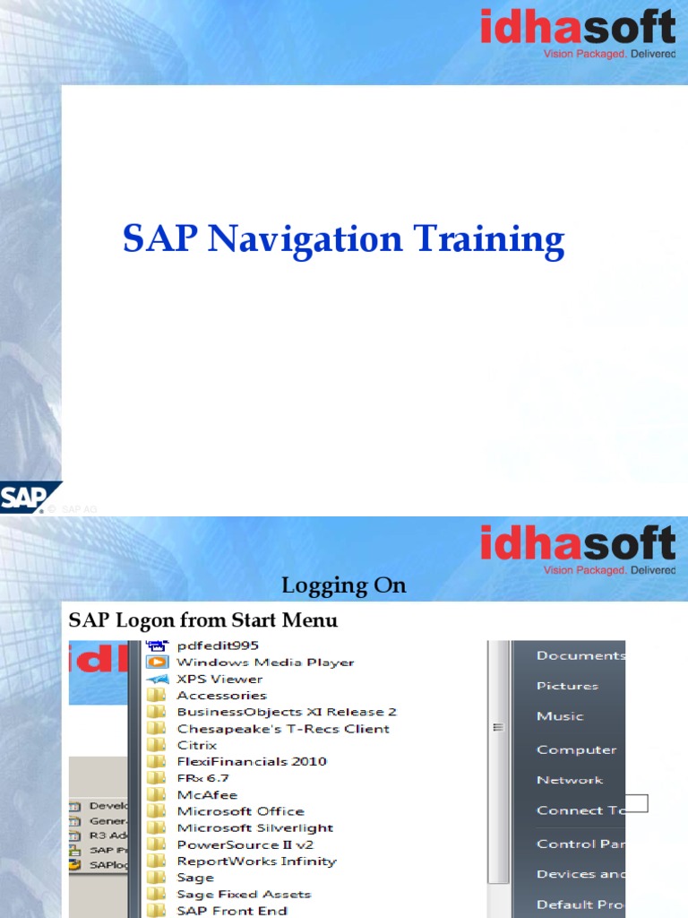 SAP Navigation Training | PDF | Menu (Computing) | Software