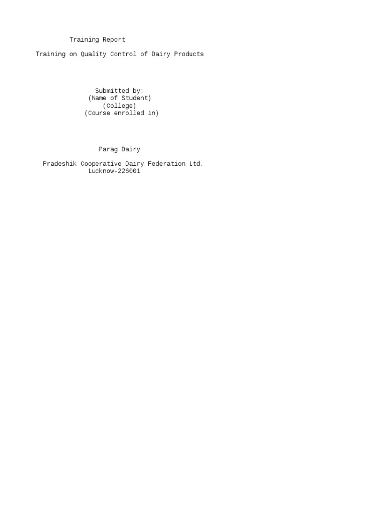 Parag Dairy Training | PDF | Ph | Milk