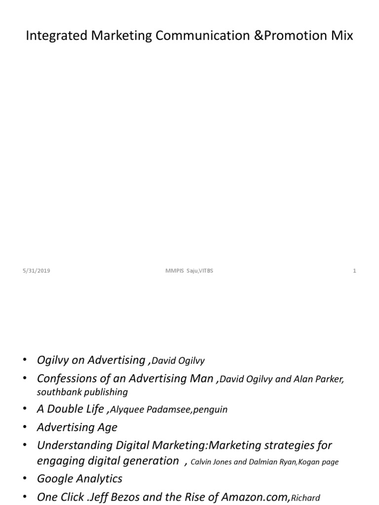 Integrated Marketing Communication &promotion Mix: 5/31/2019 Mmpis Saju ...