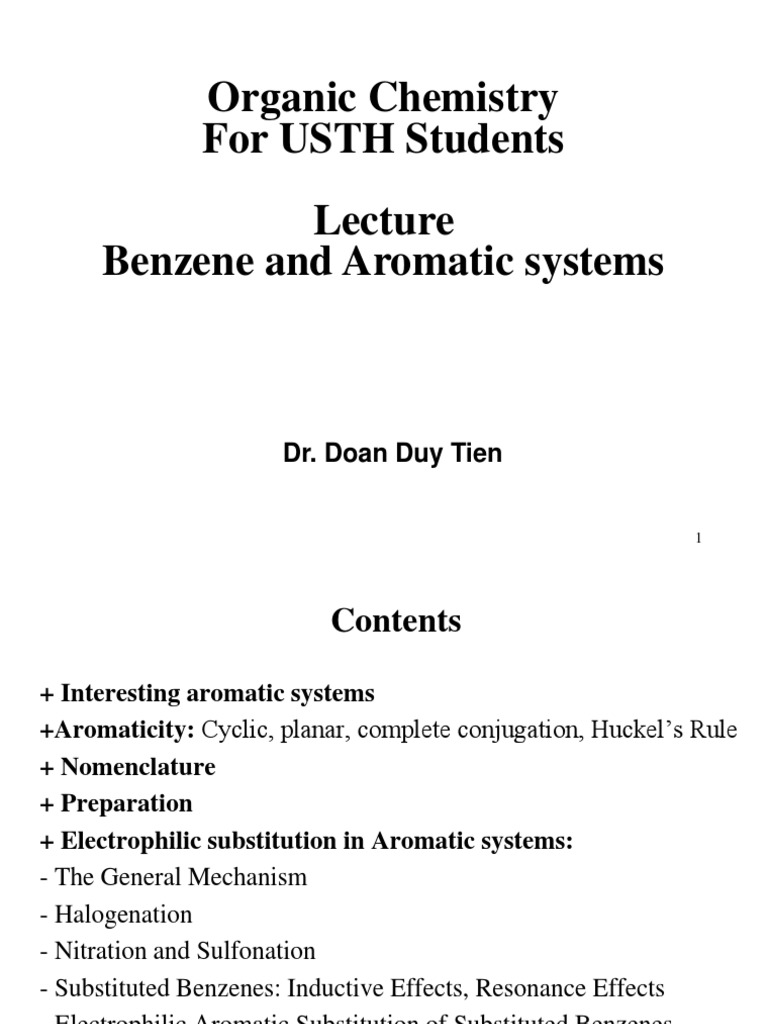 Lecture Benzene | PDF | Aromaticity | Benzene