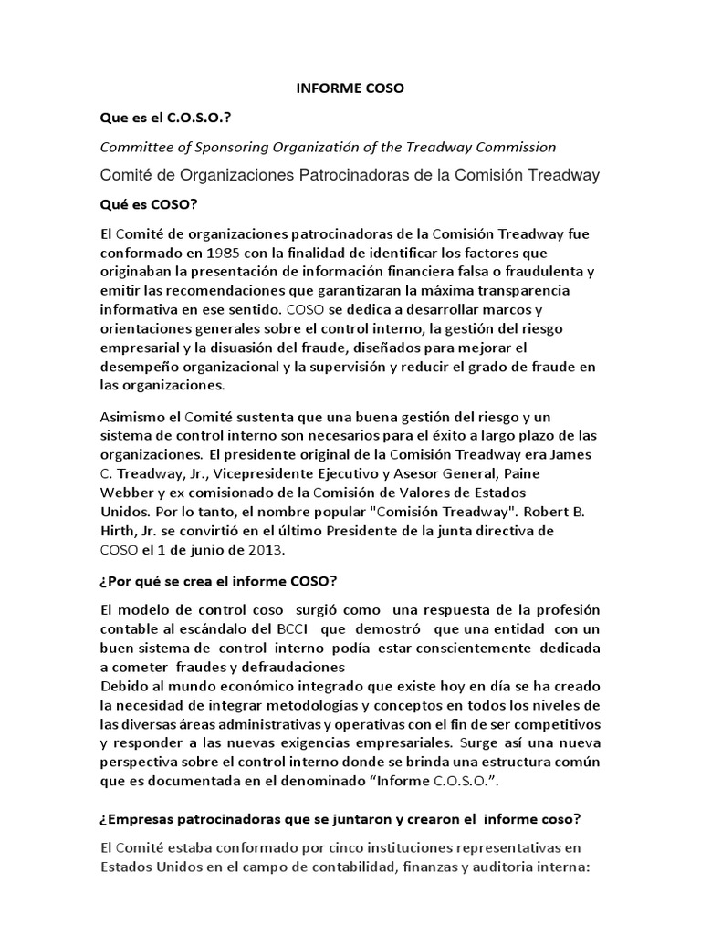 Informe Coso Que Es Coso | PDF | Comportamiento | Evaluación