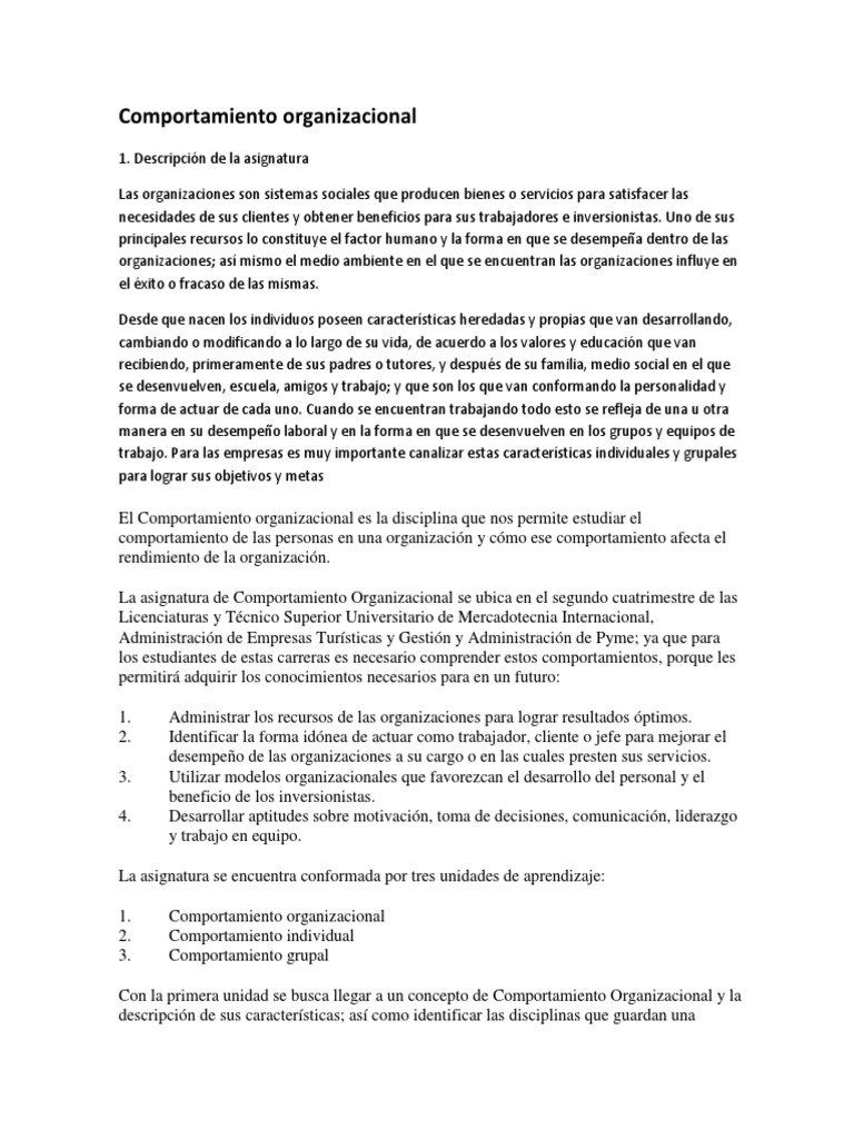 Comprendiendo el comportamiento humano en las organizaciones: Un análisis del programa de ...
