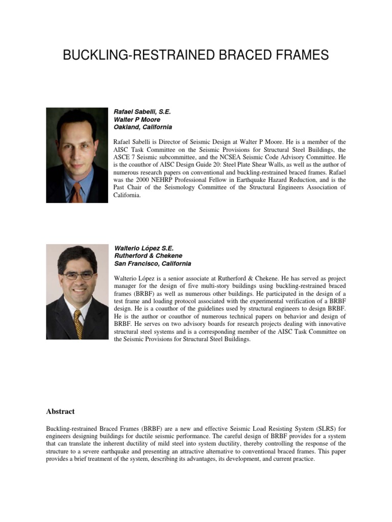 Buckling Restrained Braced Frames PDF | PDF | Strength Of Materials ...