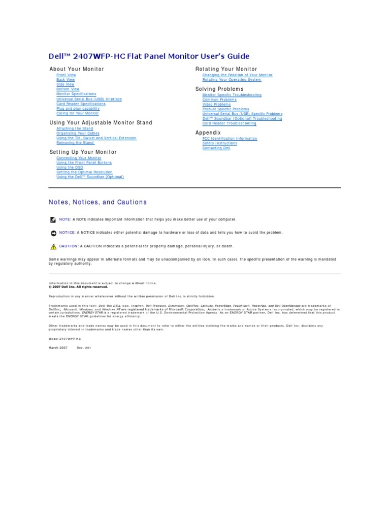 Manual User Guide Dell LCD | PDF | Usb Flash Drive | Usb