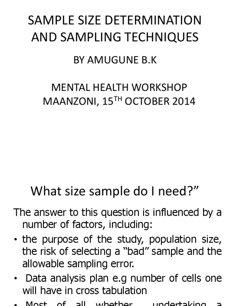 Sample Size Determination | PDF | Sample Size Determination | Sampling ...