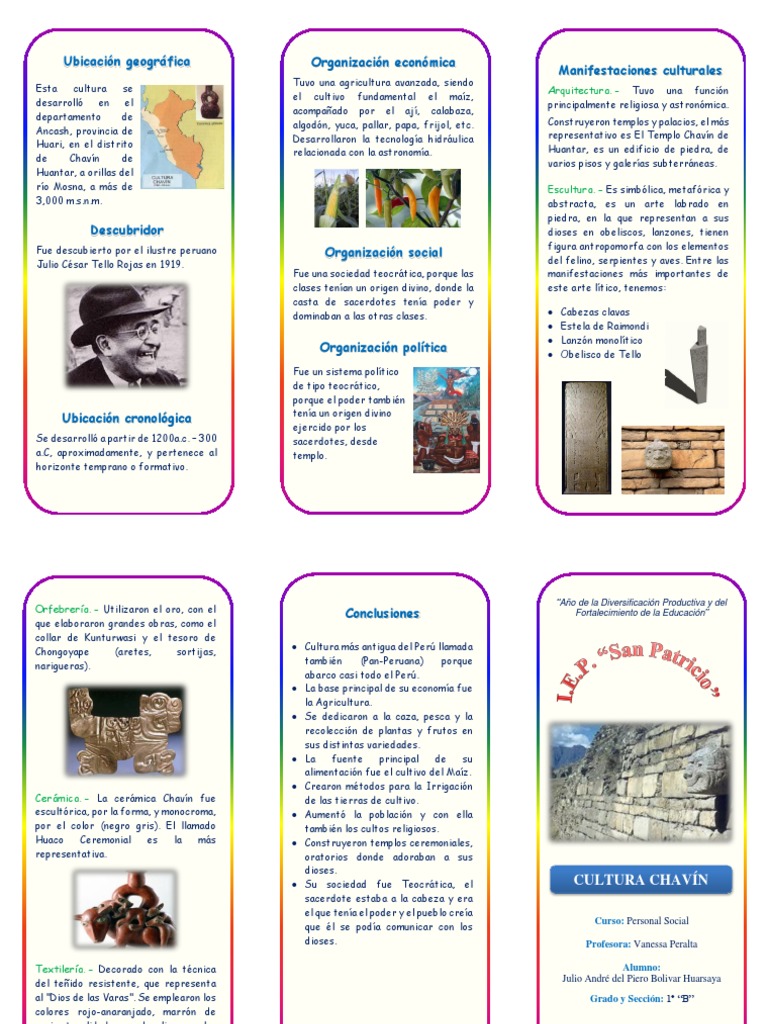 Triptico Cultura Chavin | PDF | Cultura (general)