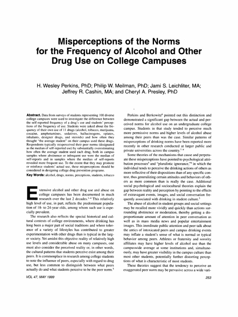 Misperceptions of Peer Norms: An Analysis of the Difference Between ...