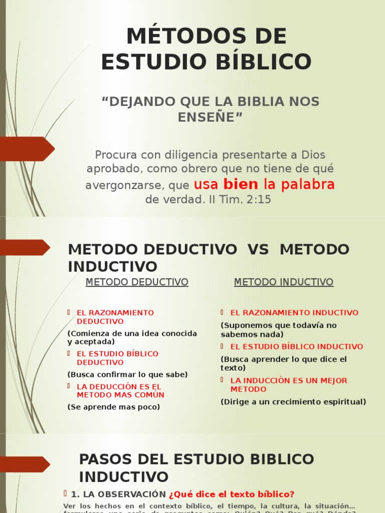 Métodos de Estudio Bíblico | PDF | Razonamiento inductivo | Biblia