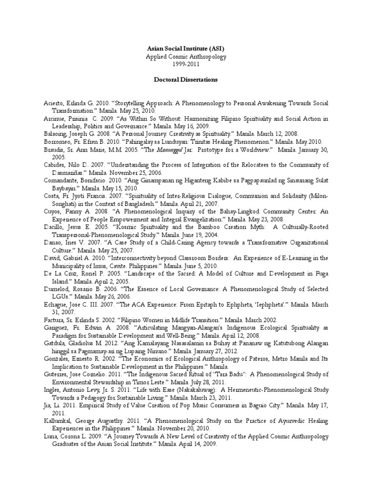 ACA Doctoral Dissertations | PDF | Manila | Philippines