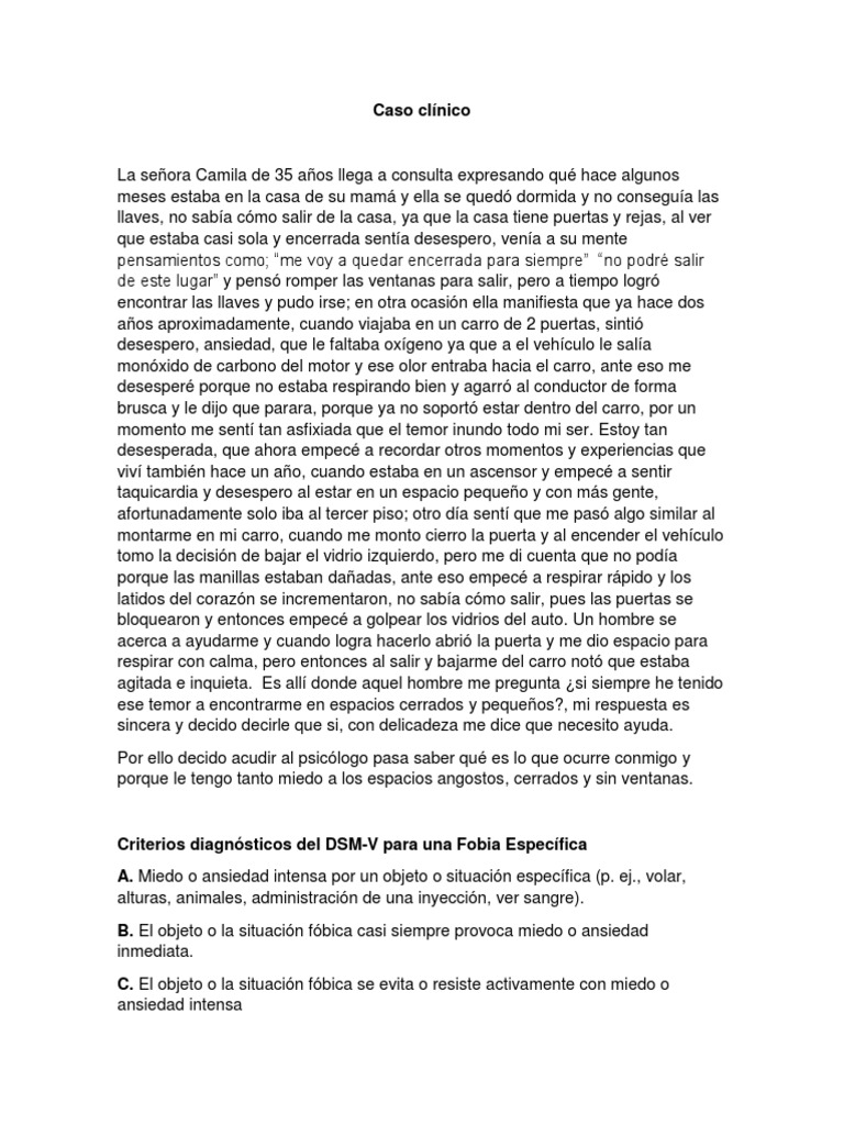 Caso Clinico Claustrofobia | PDF | Ansiedad | Temor